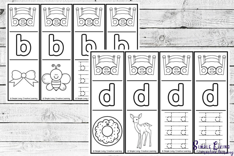 b and d Reversal Bookmarks - Simple Living. Creative Learning
