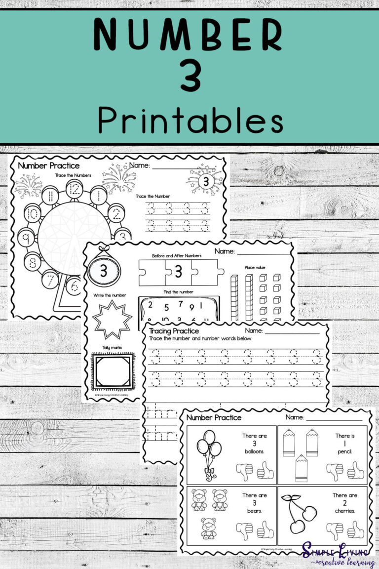 Number 3 Printables - Simple Living. Creative Learning