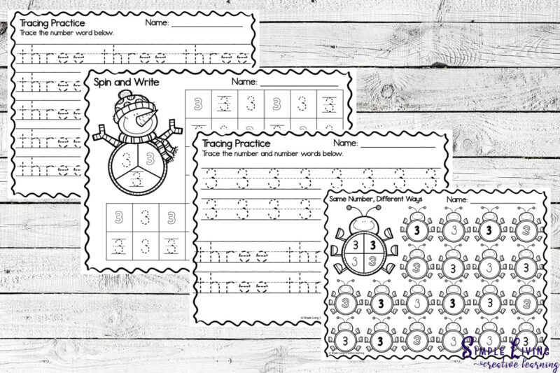 Number 3 Printables - Simple Living. Creative Learning