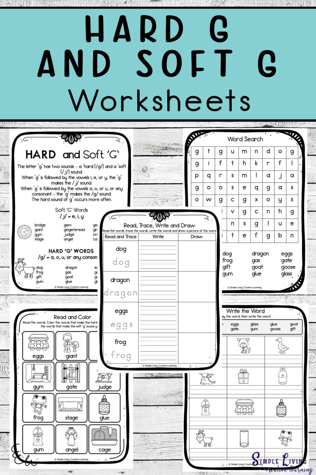 Hard G and Soft G Worksheets - Simple Living. Creative Learning