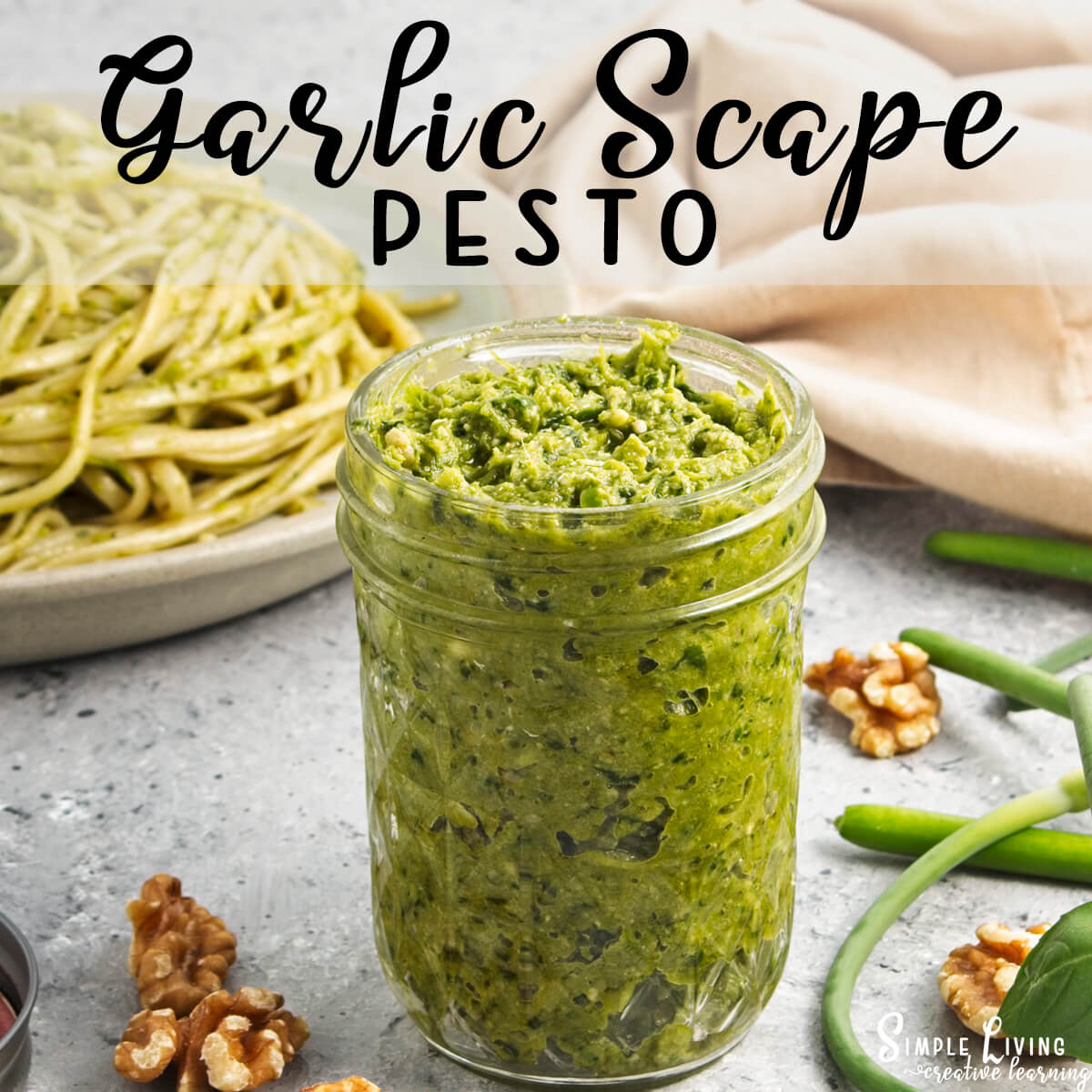 Homemade Garlic Scape Pesto - Simple Living. Creative Learning