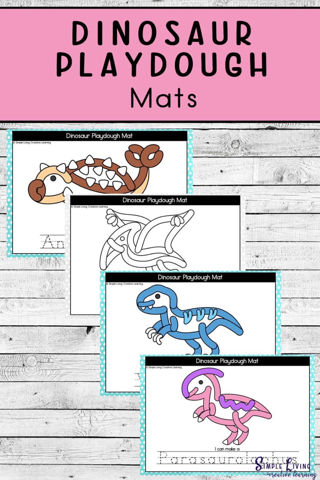 Fun Dinosaur Playdough Mats Activity - Simple Living. Creative Learning