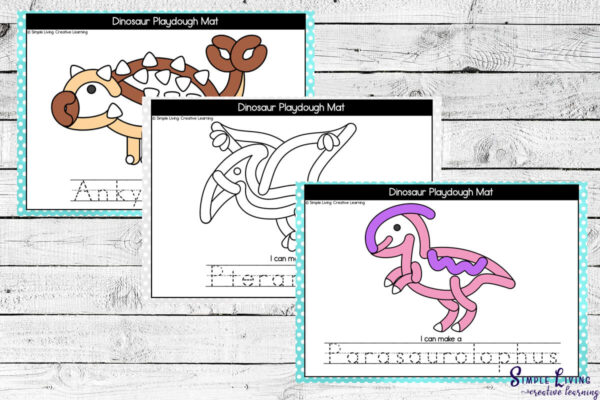 Fun Dinosaur Playdough Mats Activity - Simple Living. Creative Learning