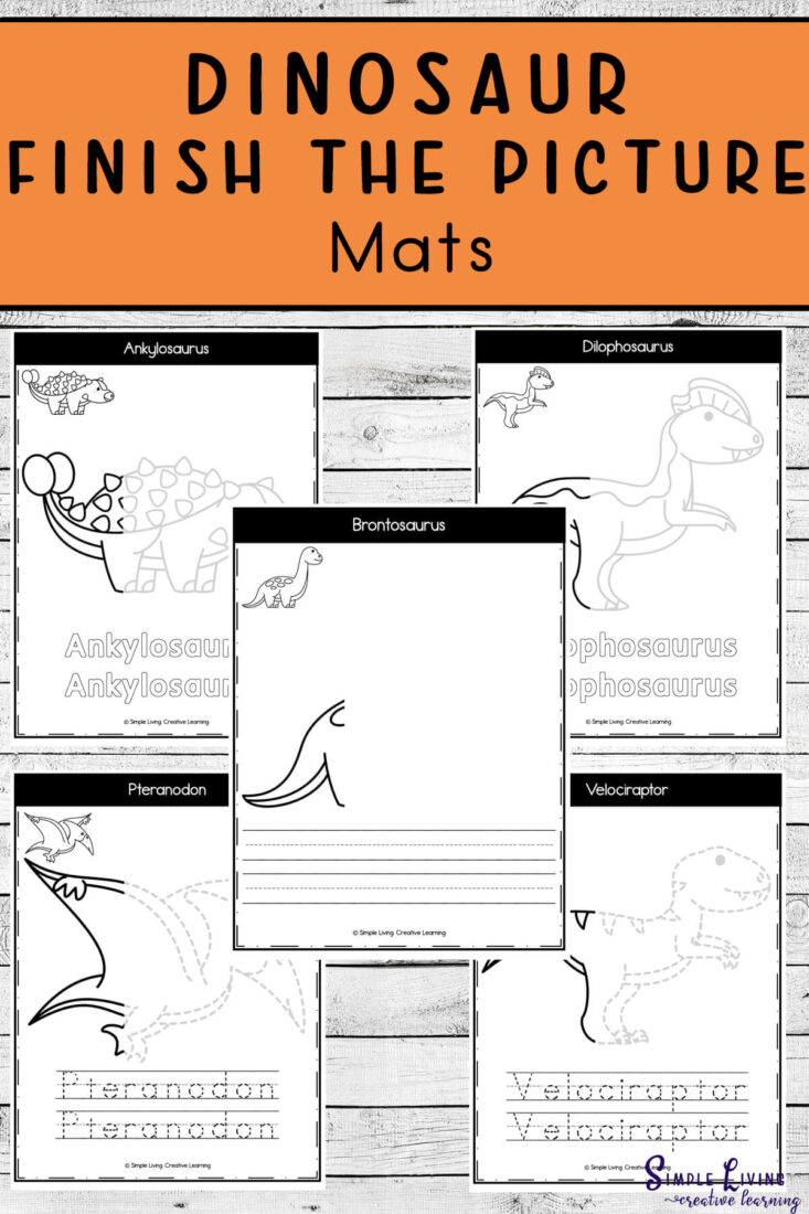 Dinosaur Finish the Picture Worksheets - Simple Living. Creative Learning