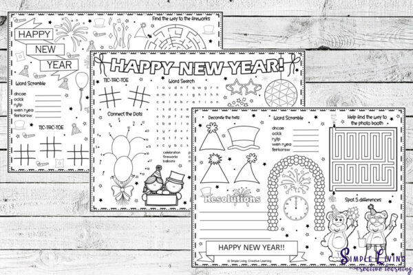 New Years Activity Mats - Simple Living. Creative Learning