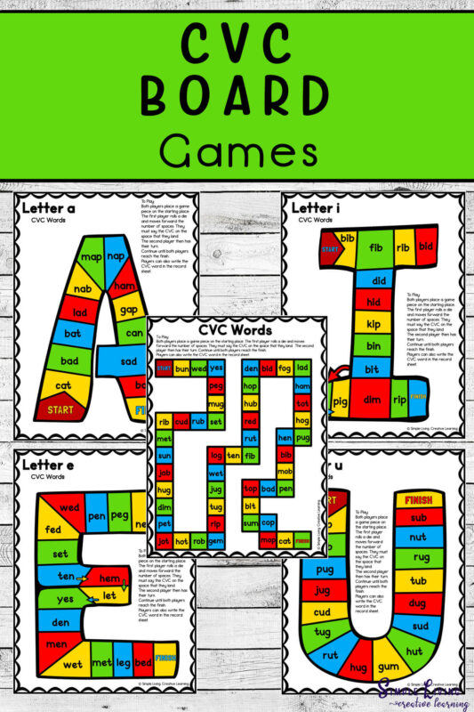 Printable CVC Board Games - Simple Living. Creative Learning
