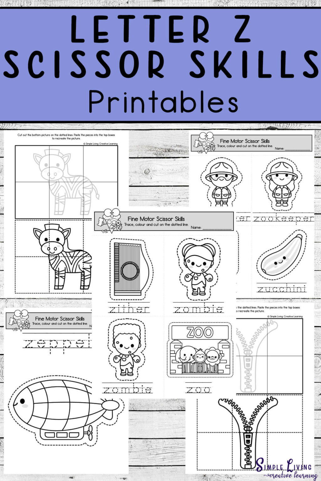 Letter Z Fine Motor Scissor Skills Printables - Simple Living. Creative ...