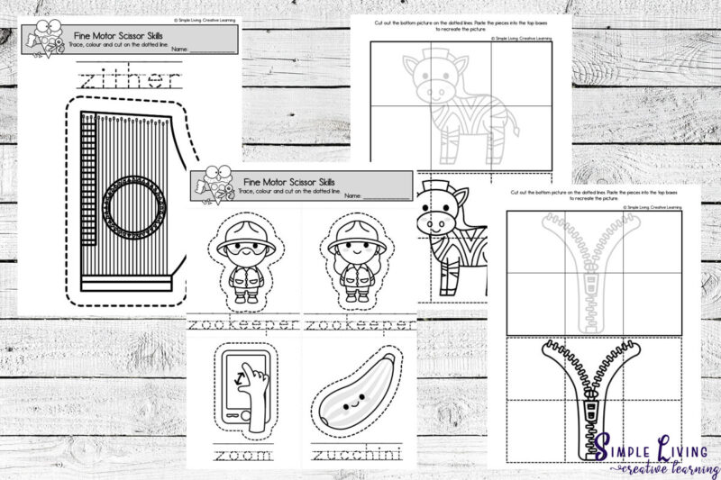 Letter Z Fine Motor Scissor Skills Printables - Simple Living. Creative ...
