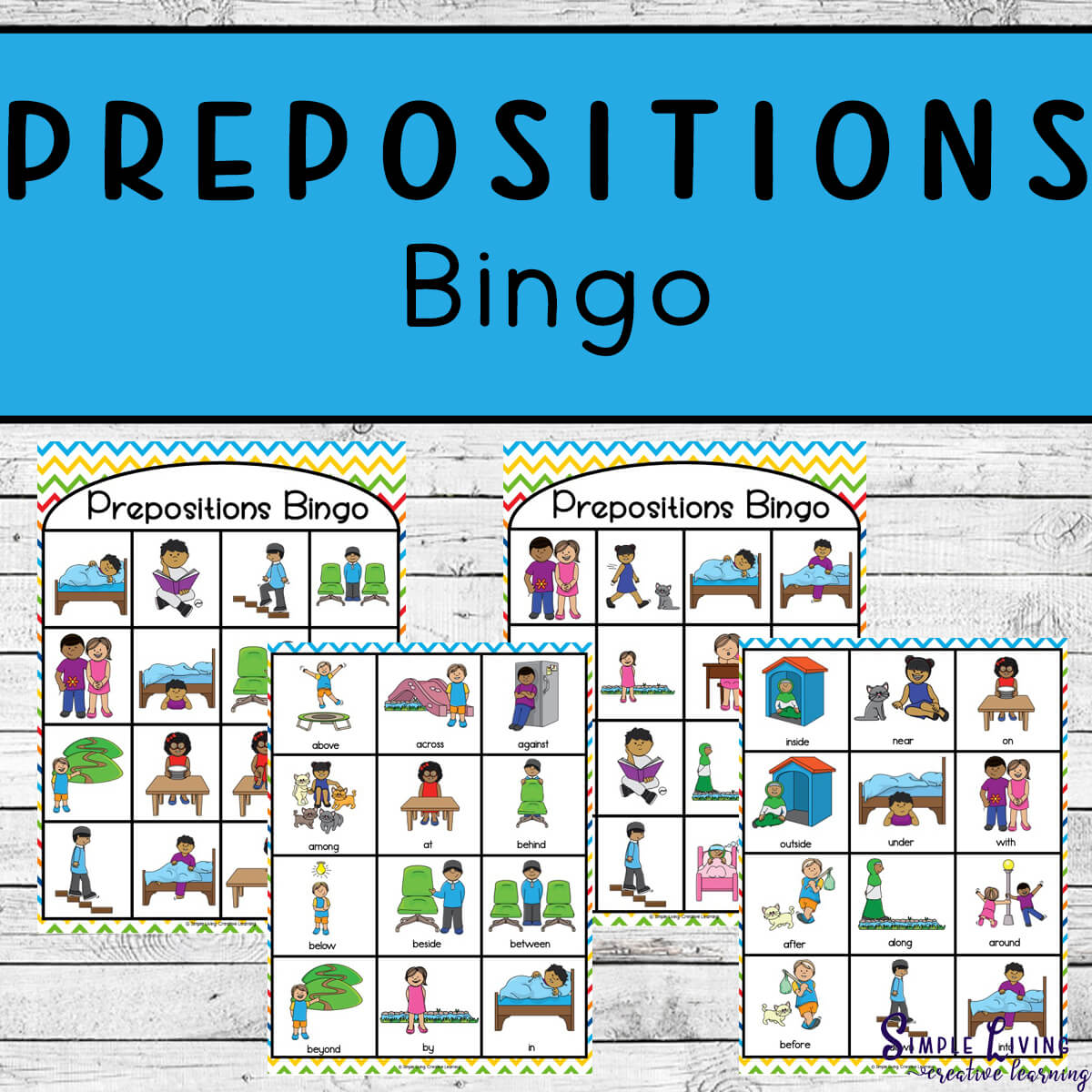 Prepositions Bingo - Simple Living. Creative Learning