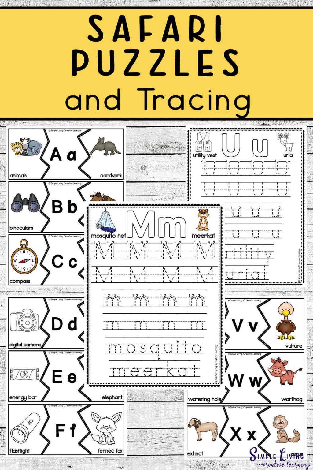 Safari Alphabet Puzzles and Tracing Worksheets - Simple Living ...