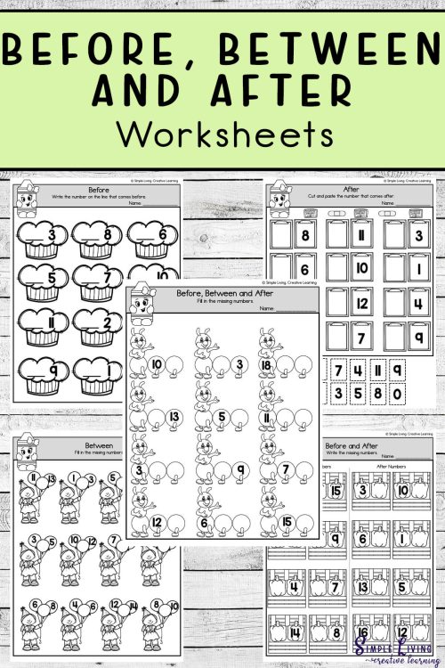 Before, Between and After Number Worksheets - Simple Living. Creative ...