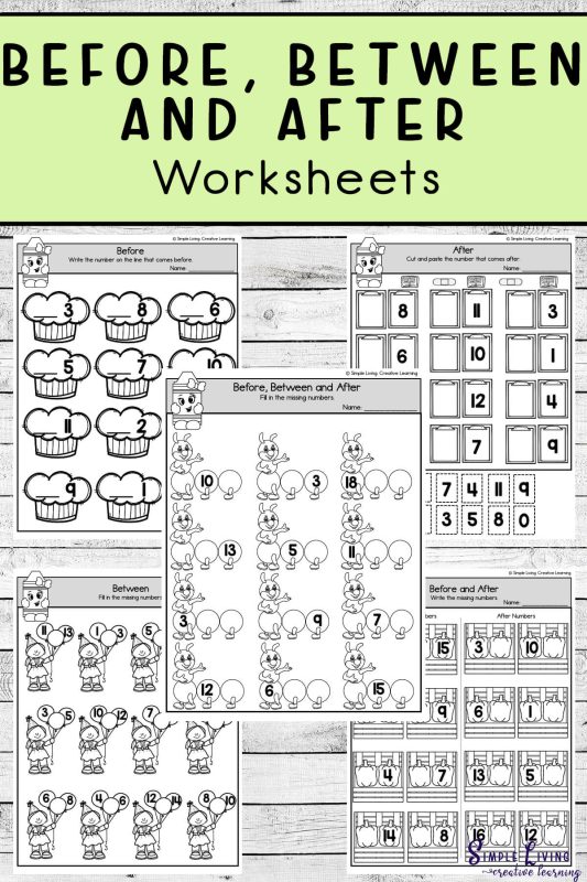 Before, Between and After Number Worksheets - Simple Living. Creative ...