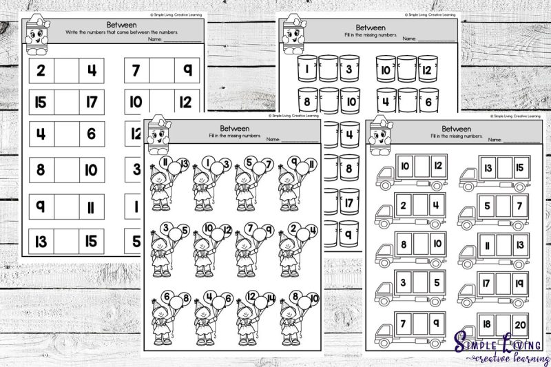 Before, Between and After Number Worksheets - Simple Living. Creative ...