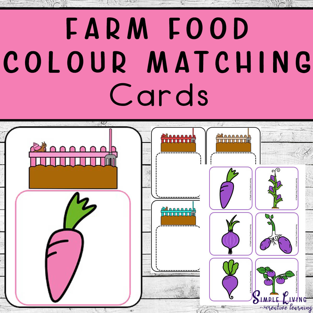Farm Food Colour Matching Cards - Simple Living. Creative Learning