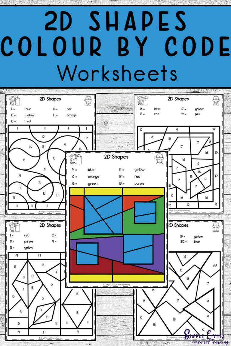 2d Shapes Colour by Code Worksheets - Simple Living. Creative Learning
