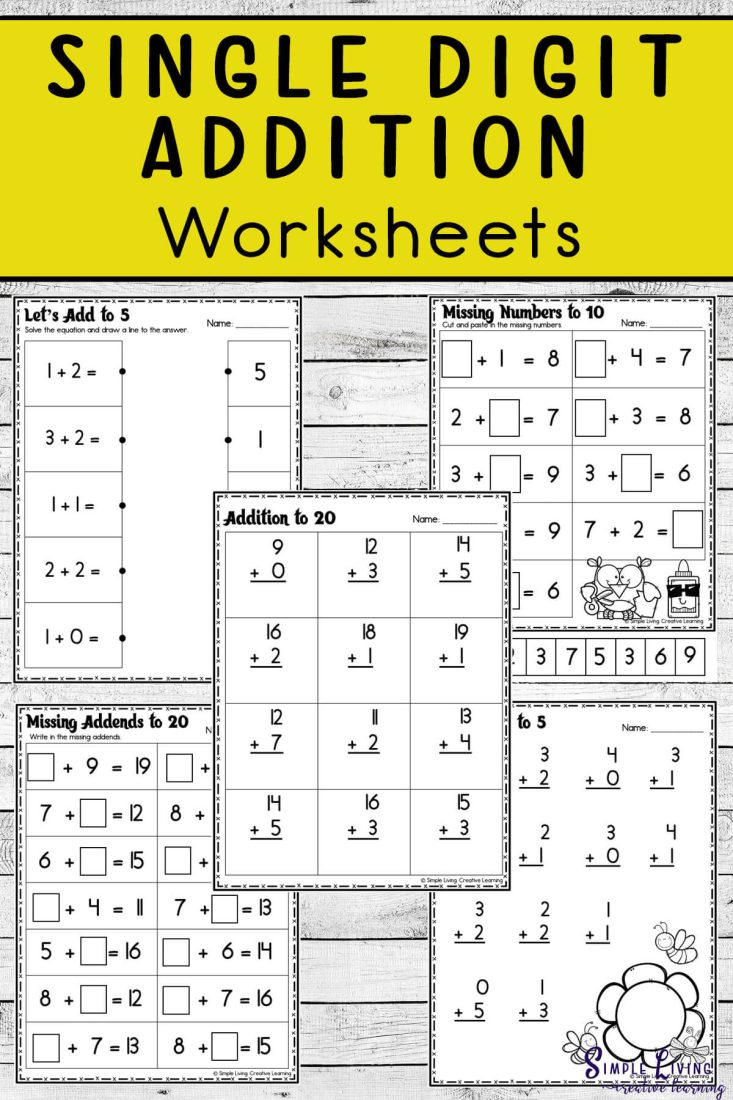 Single Digit Addition Worksheets - Simple Living. Creative Learning