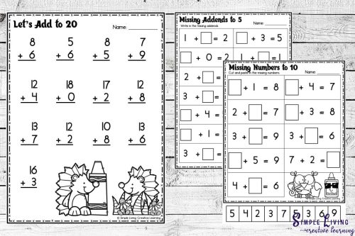 Single Digit Addition Worksheets - Simple Living. Creative Learning