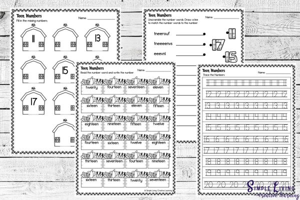 Teen Number Worksheets - Simple Living. Creative Learning