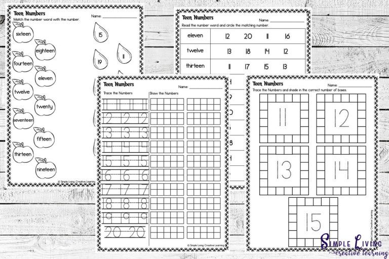 Teen Number Worksheets - Simple Living. Creative Learning