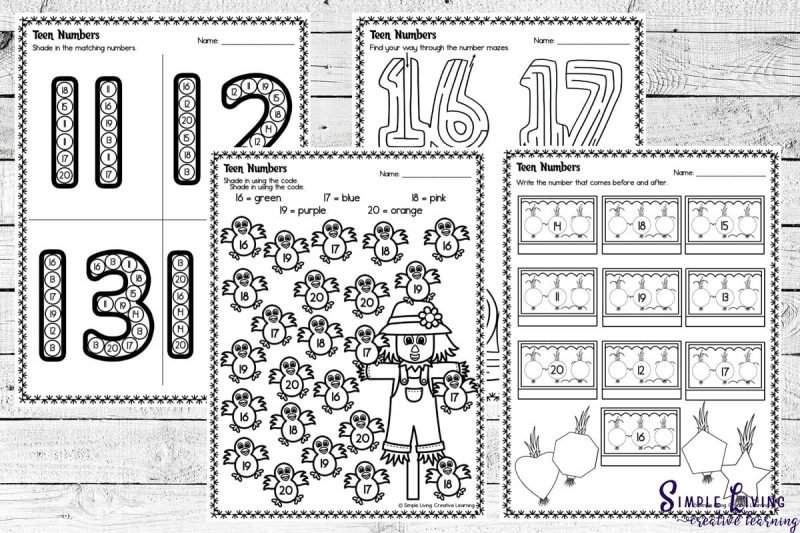 Teen Number Worksheets - Simple Living. Creative Learning