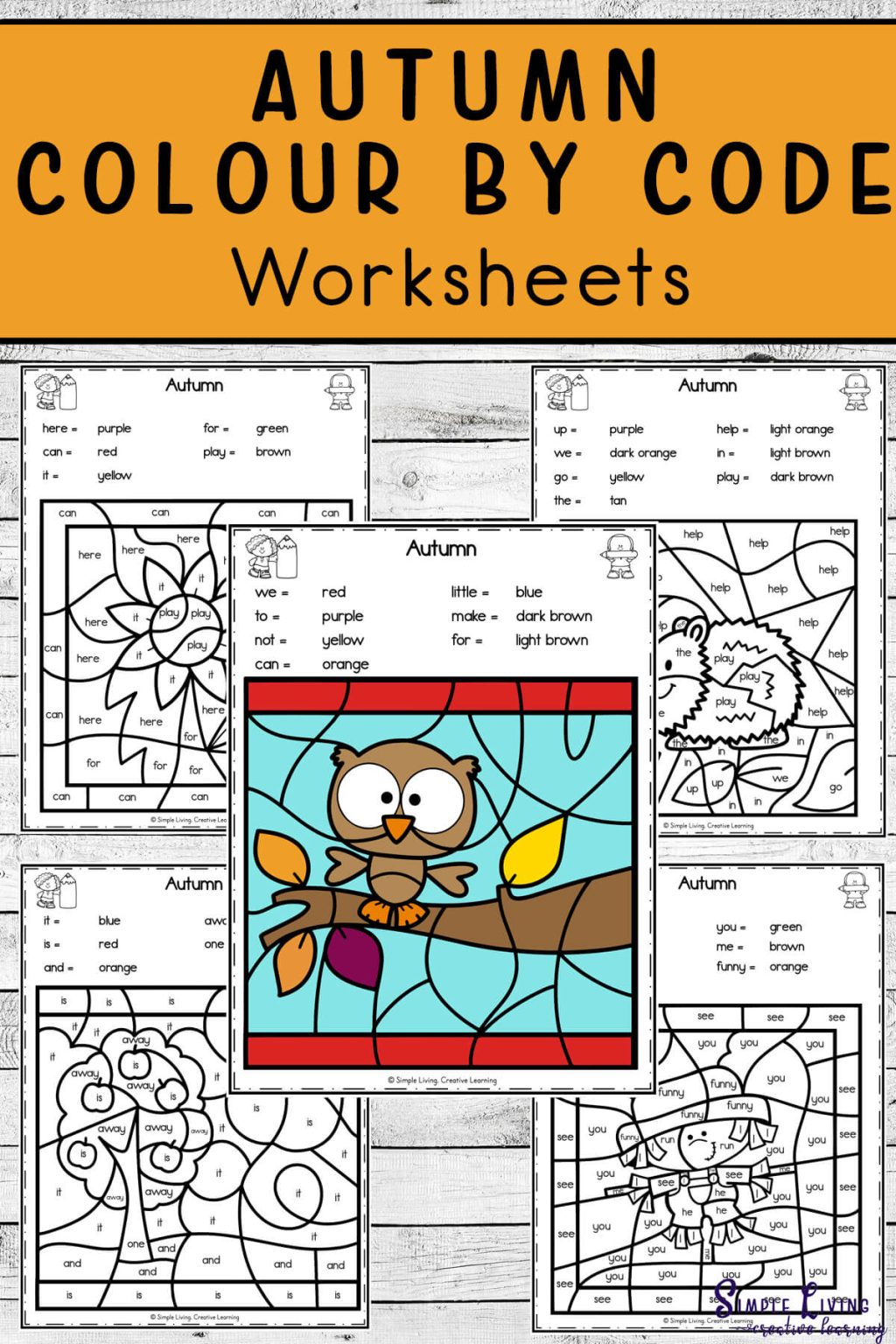 Autumn Colour By Code Worksheets - Simple Living. Creative Learning