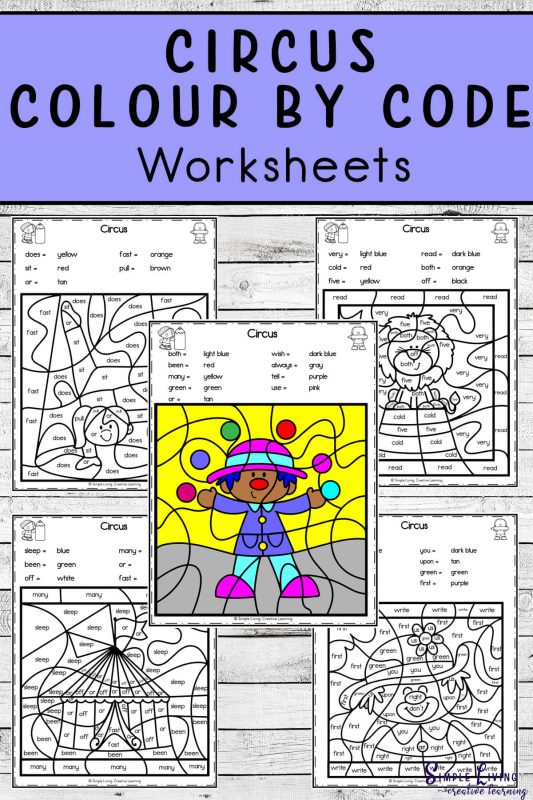 Circus Colour By Code Worksheets - Simple Living. Creative Learning