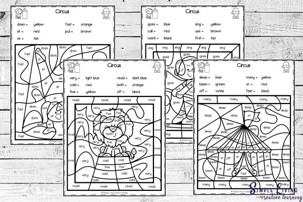 Circus Colour By Code Worksheets - Simple Living. Creative Learning