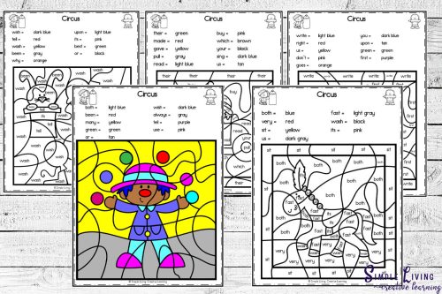 Circus Colour By Code Worksheets - Simple Living. Creative Learning