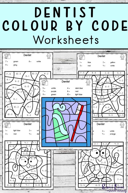 Dentist Colour by Code Worksheets - Simple Living. Creative Learning