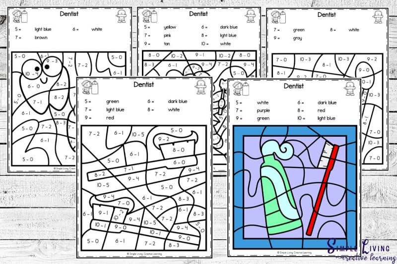 Dentist Colour by Code Worksheets - Simple Living. Creative Learning