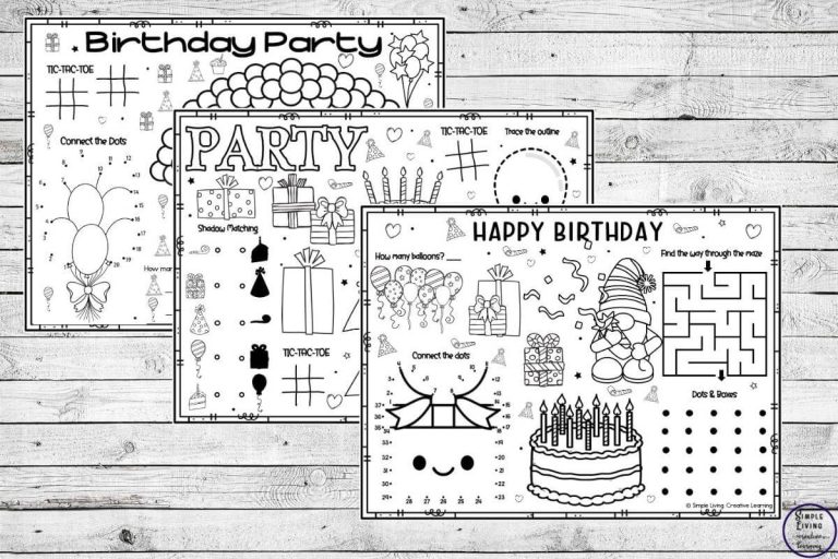 Birthday Activity Mats - Simple Living. Creative Learning