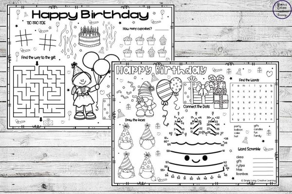 Birthday Activity Mats - Simple Living. Creative Learning