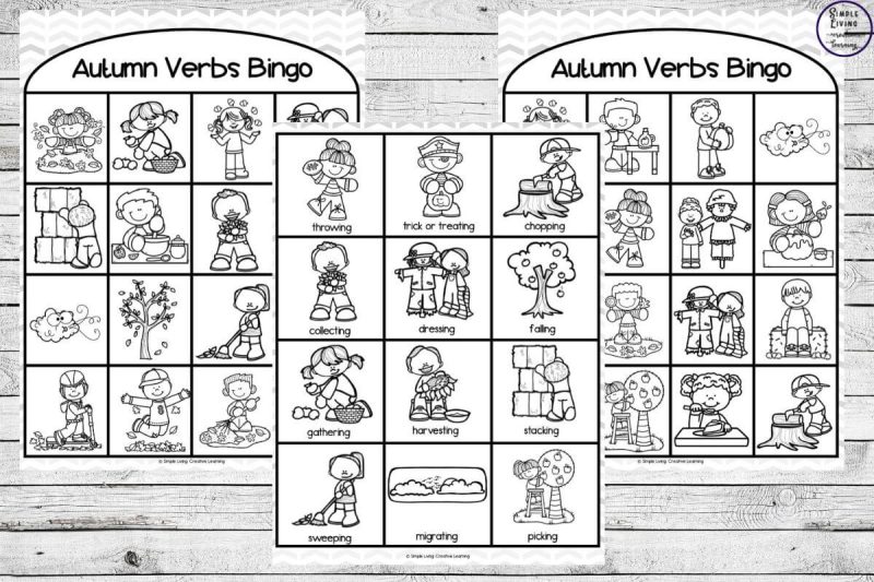 Autumn Verbs Bingo - Simple Living. Creative Learning