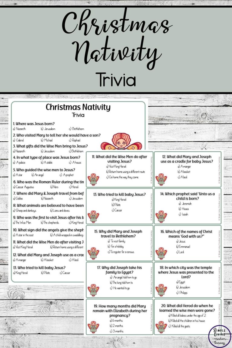 Christmas Nativity Trivia Printables - Simple Living. Creative Learning