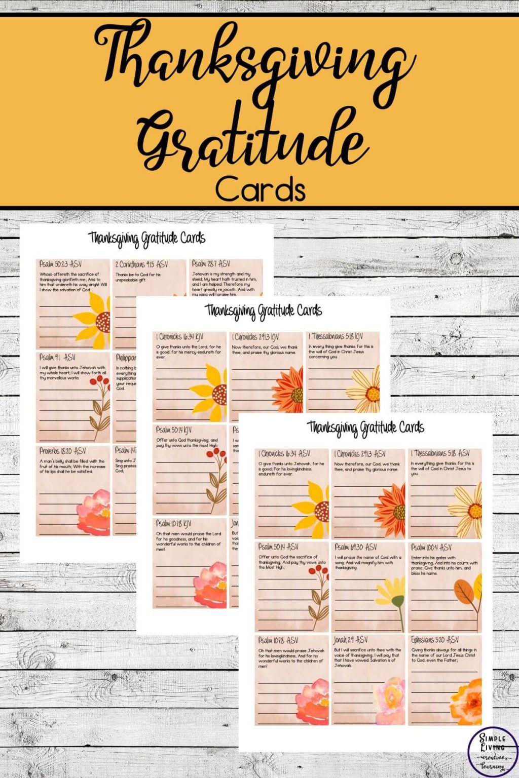 Printable Thanksgiving Gratitude Cards - Simple Living. Creative Learning