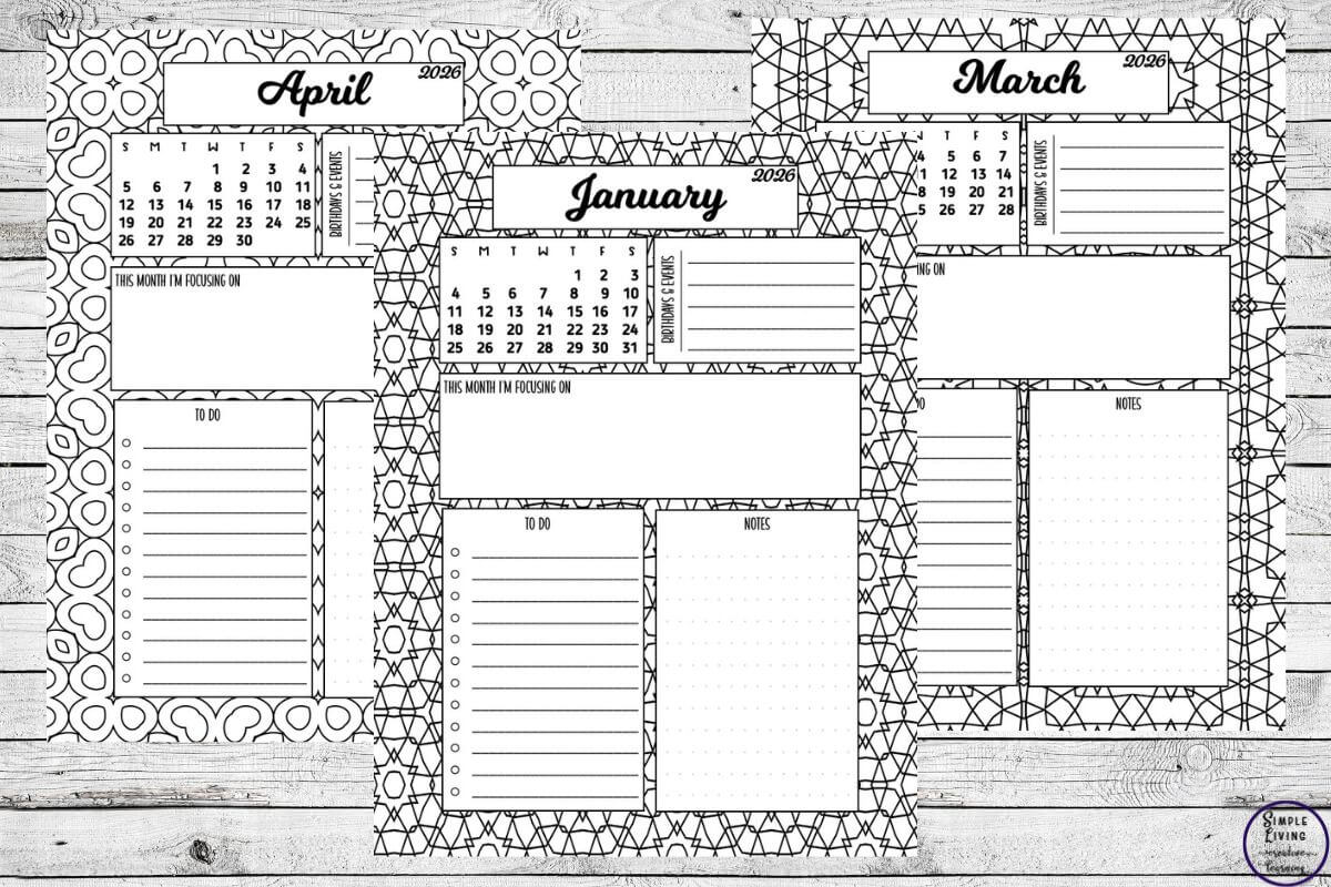 Free Printable Draw and Colour In Calendars - Simple Living. Creative ...