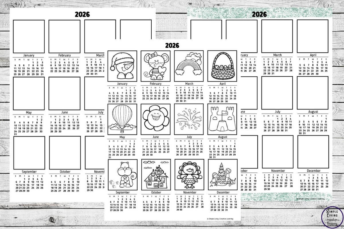 Free Printable Draw and Colour In Calendars - Simple Living. Creative ...