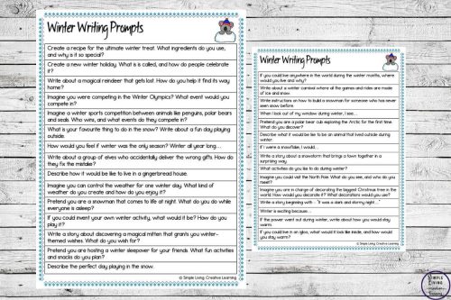 Winter Writing Prompts - Simple Living. Creative Learning