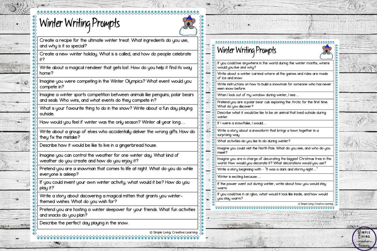 Winter Writing Prompts - Simple Living. Creative Learning