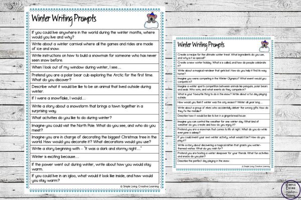 Winter Writing Prompts - Simple Living. Creative Learning