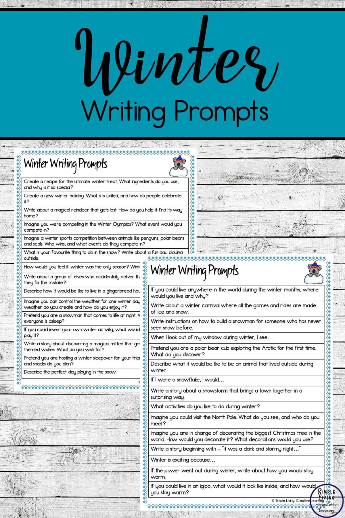 Winter Writing Prompts - Simple Living. Creative Learning